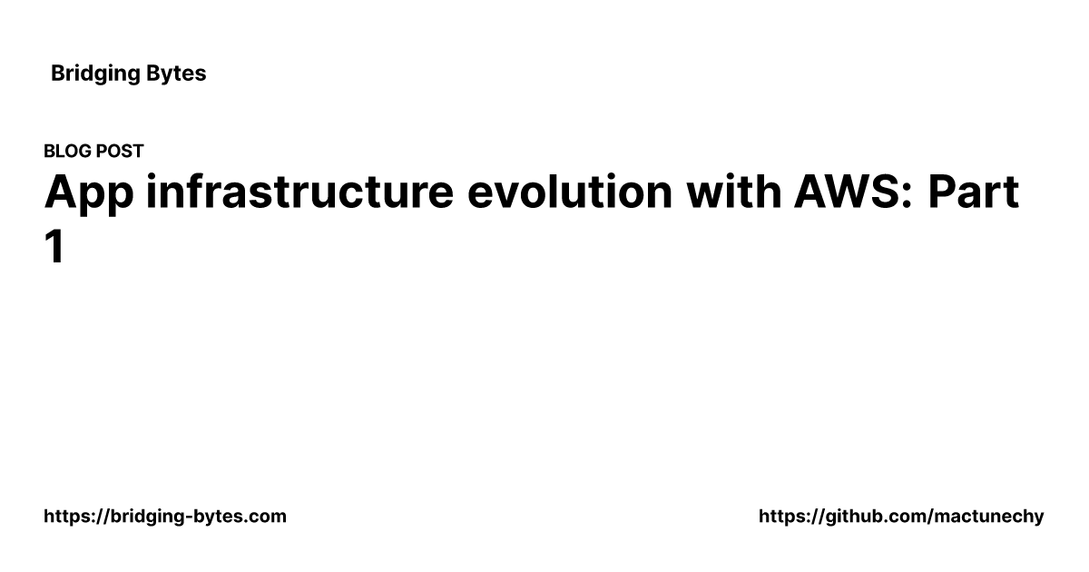 App infrastructure evolution with AWS: Part 1